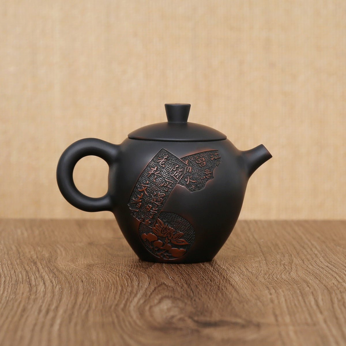 Handcraft Carving Characters and Flower Jian Shui Purple Pottery Teapo ...