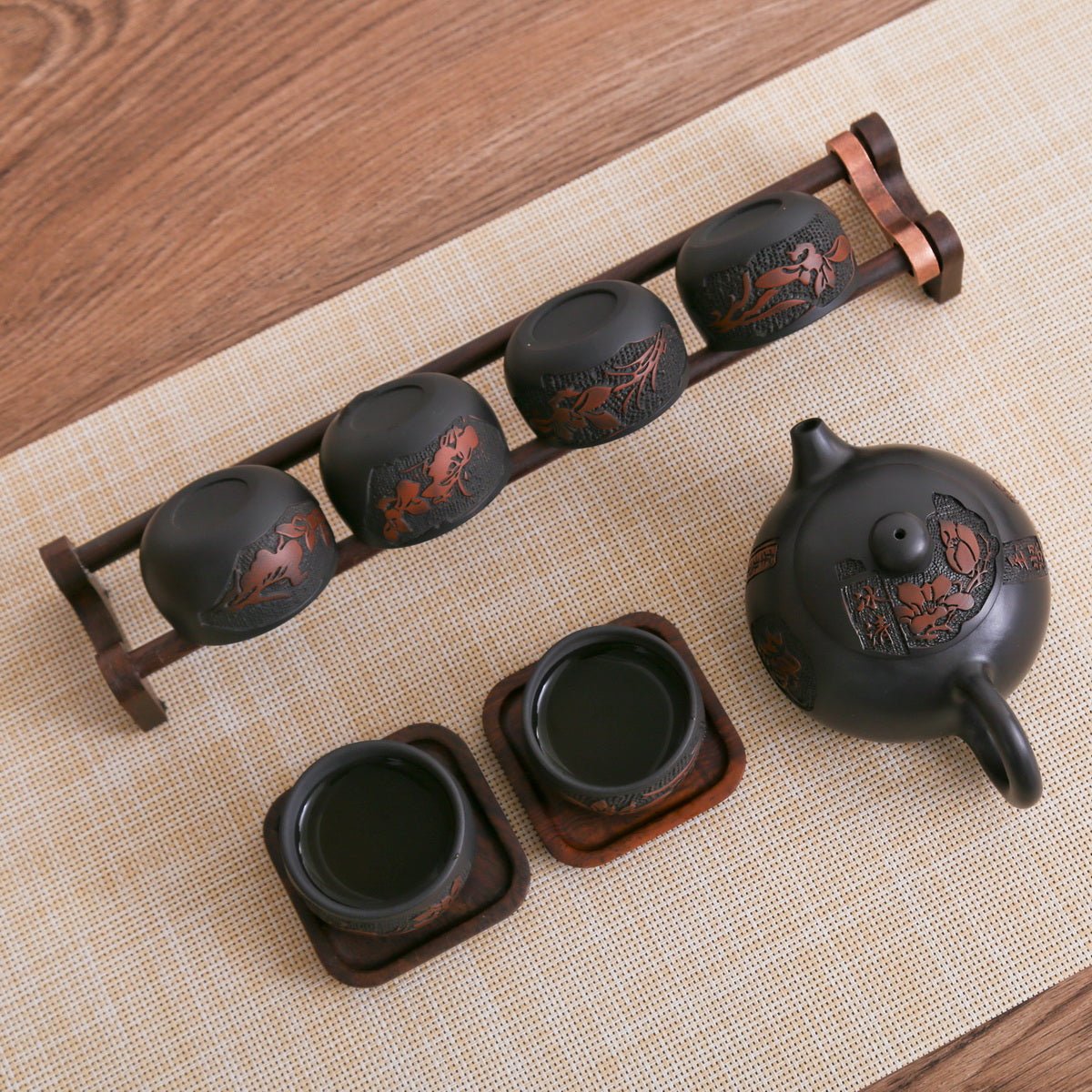 Orchid Flower Purple Pottery Handcraft Tea Set – TSTea